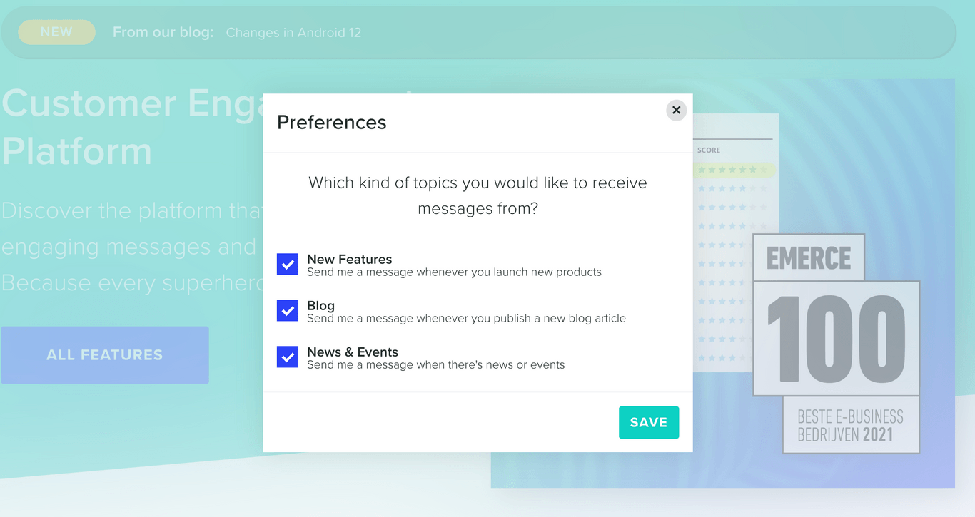 A Message Preferences Center | Notificare