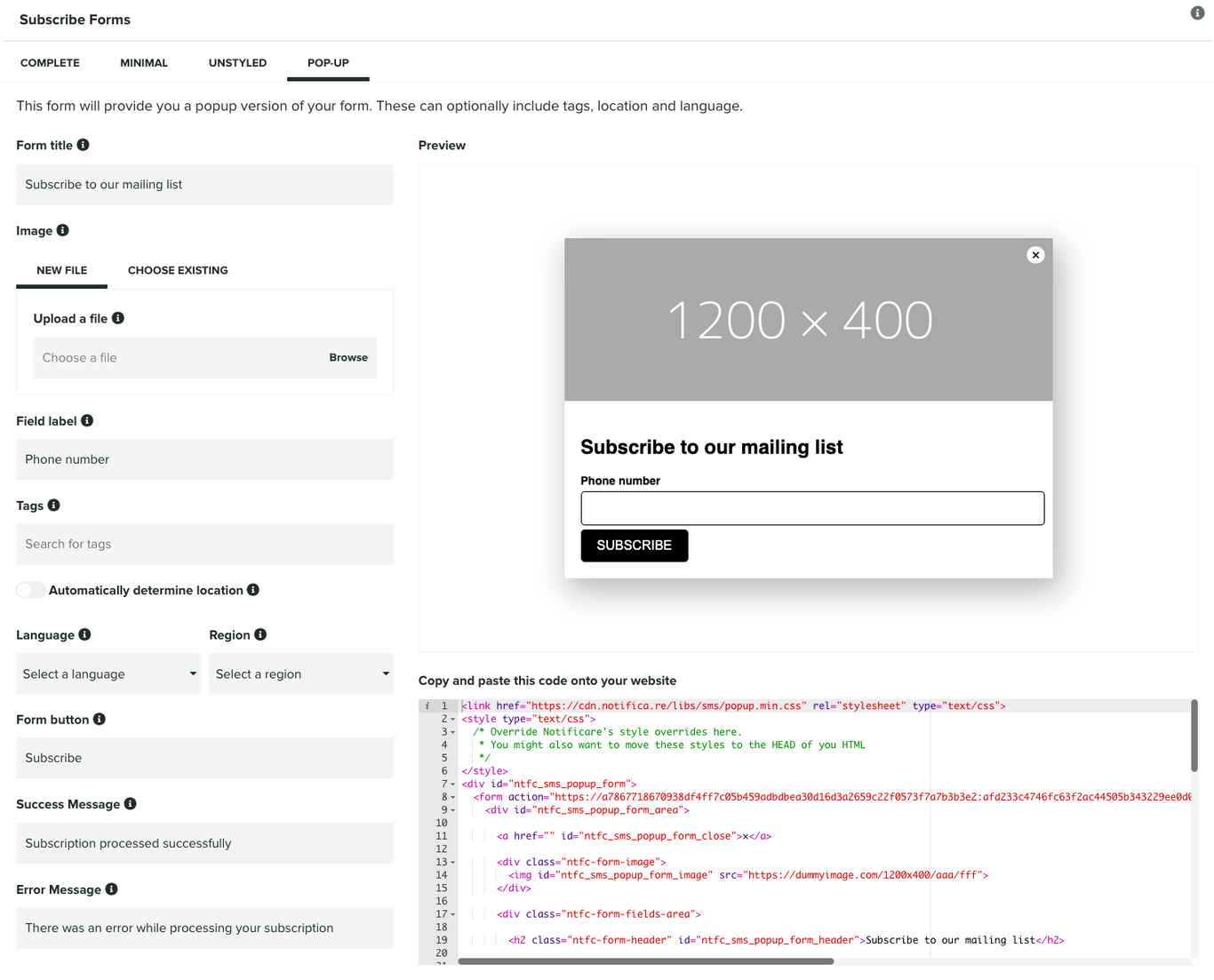 SMS Subscription Forms | Notificare