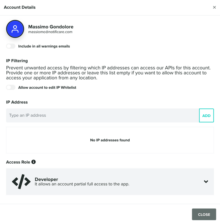 Sharing of Access | Notificare